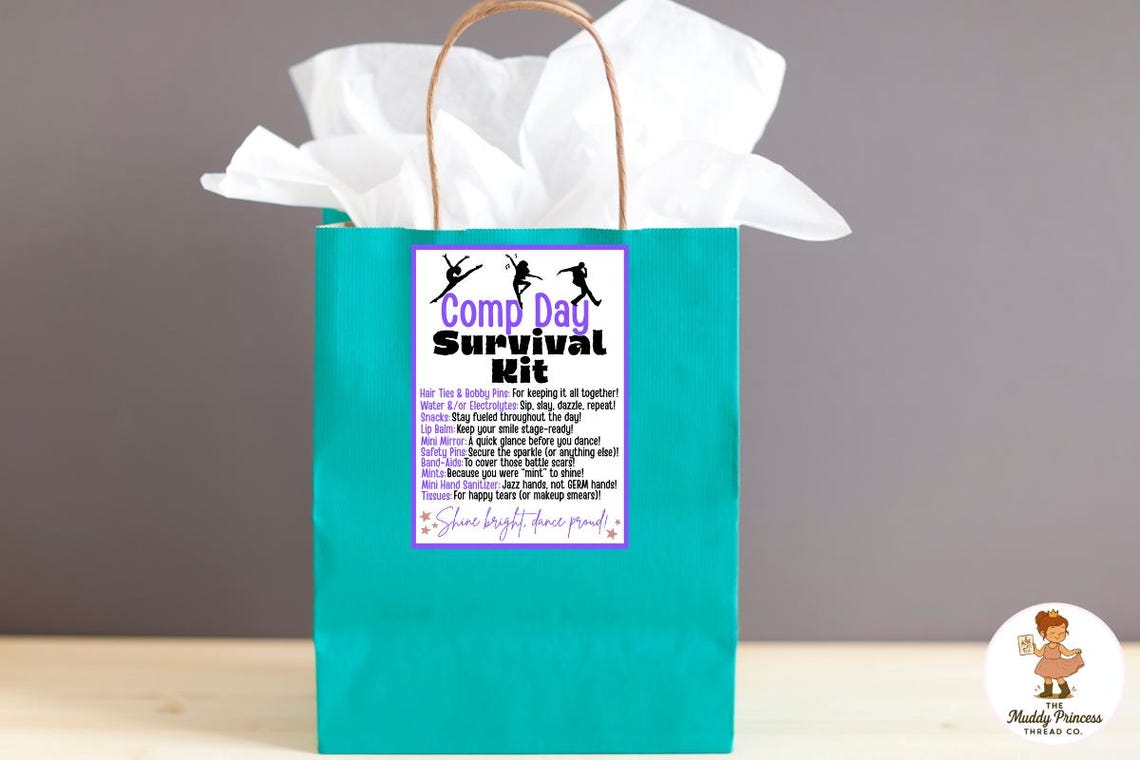 Comp Day Survival Kit Printable Tag | Dance Competition Team Gift Bag ...