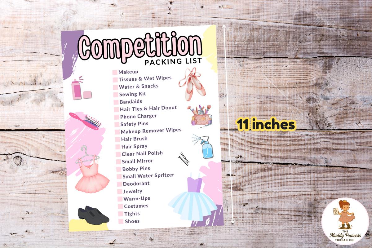 Dance Competition Packing List Printable, Checklist for Dancers ...