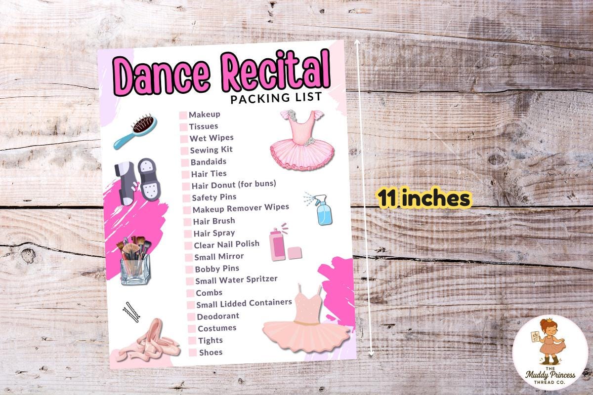 Dance Recital Packing List Printable – Dance Bag Checklist for Dancers ...