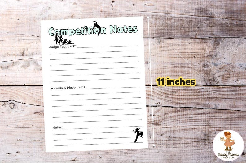 Competition Day Reminder Card – Printable Dance Recital Notes Sheet for ...