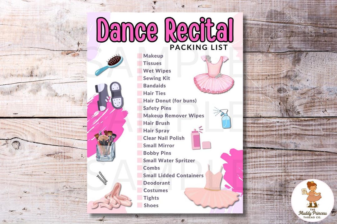 Dance Recital Packing List Printable – Dance Bag Checklist for Dancers ...