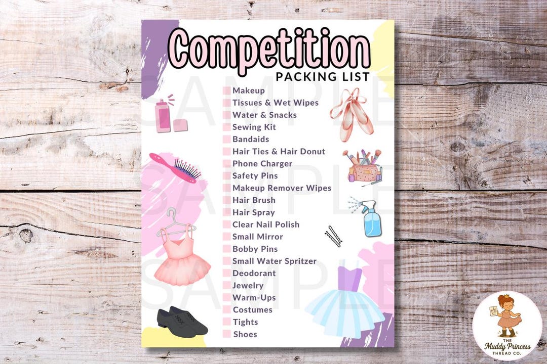 Dance Competition Packing List Printable, Checklist for Dancers ...