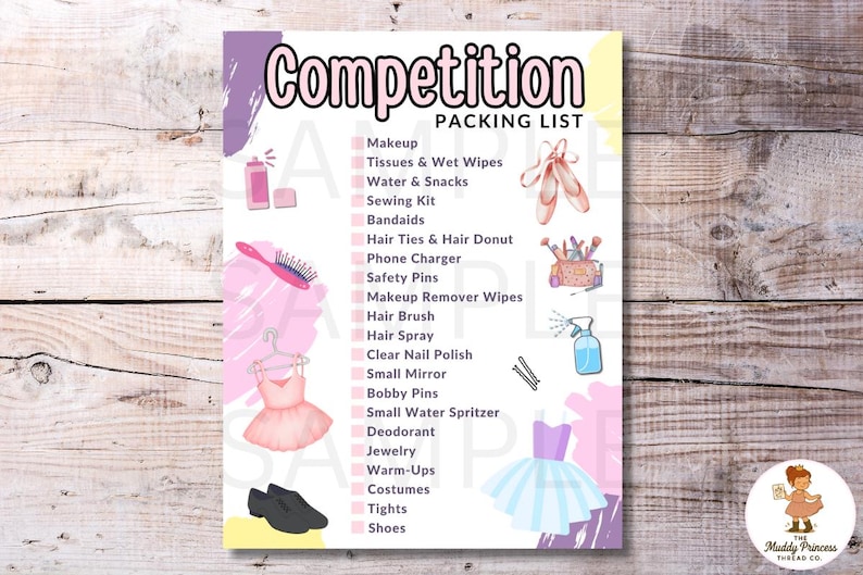 Dance Competition Packing List Printable, Checklist for Dancers ...
