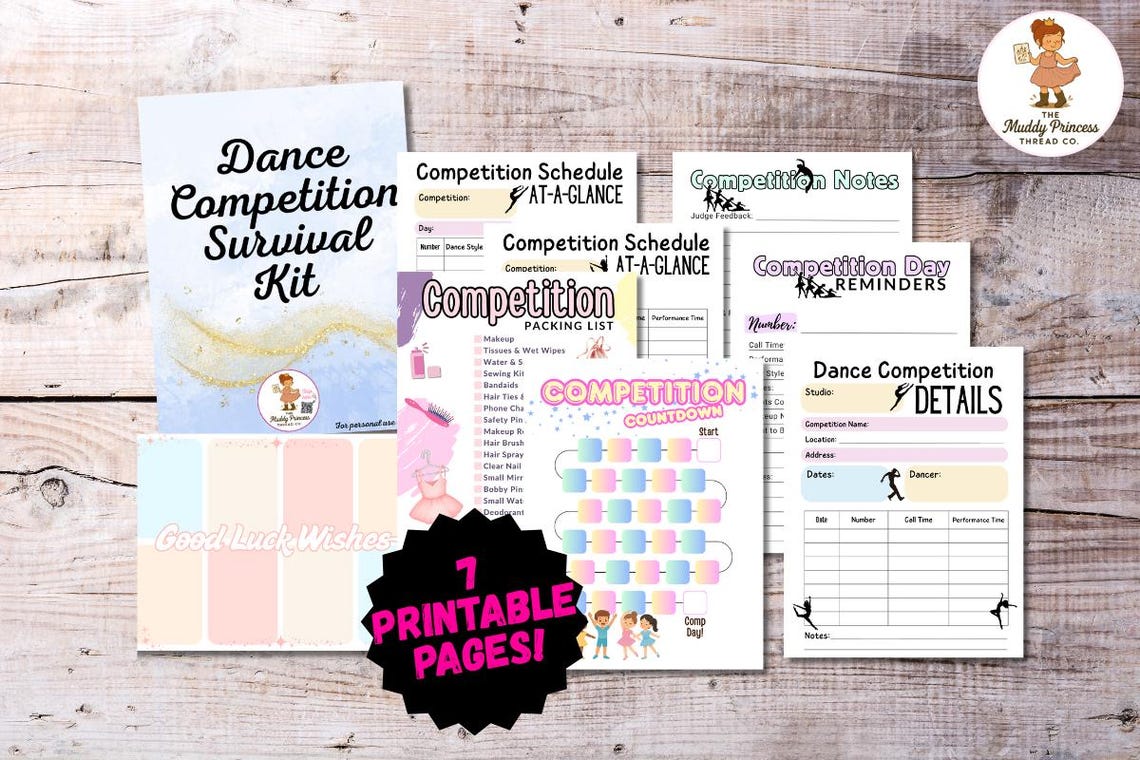 Dance Competition Survival Kit Printable Pack, Packing List Checklist ...
