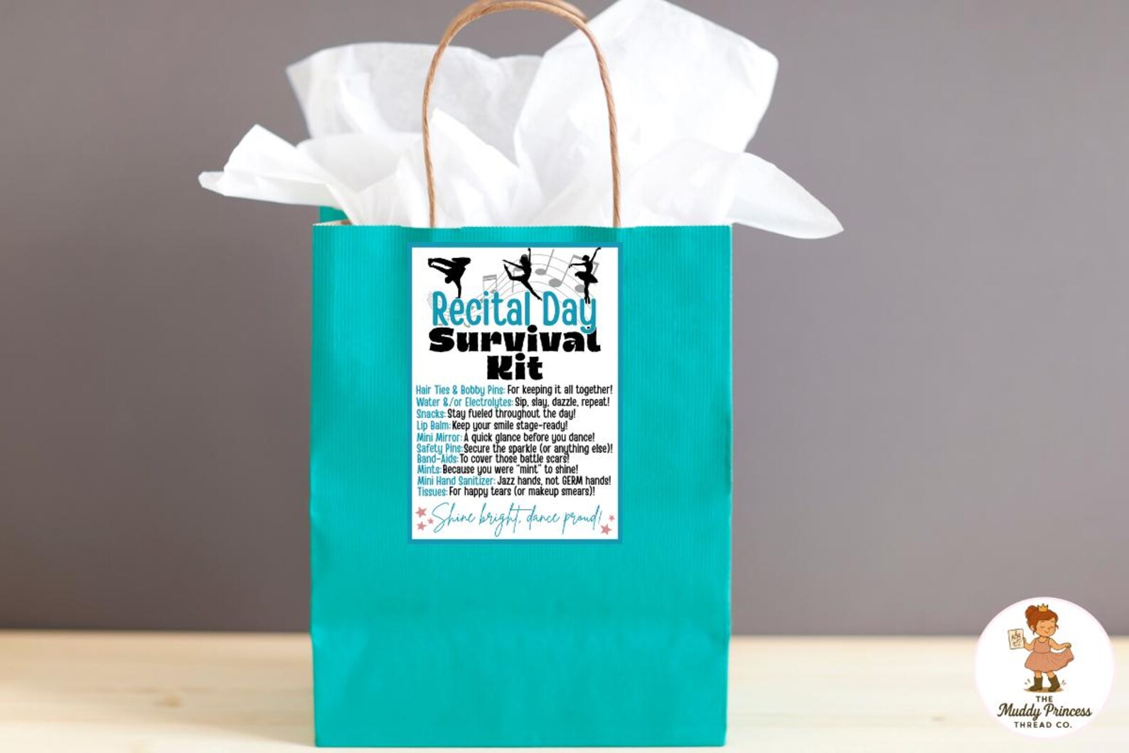 Recital Day Survival Kit Printable Tag, Dance Recital Gift Bag Tag ...