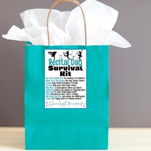 Recital Day Survival Kit Printable Tag, Dance Recital Gift Bag Tag ...
