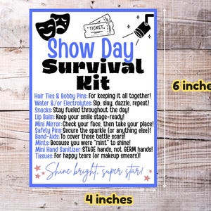 Show Day Survival Kit Printable Tag, Theater Gift Bag Label | Actor ...