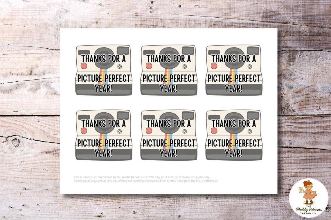 Picture Perfect Year Gift Tags | Printable Camera Tags for Teachers ...