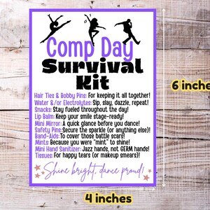 Comp Day Survival Kit Printable Tag | Dance Competition Team Gift Bag ...
