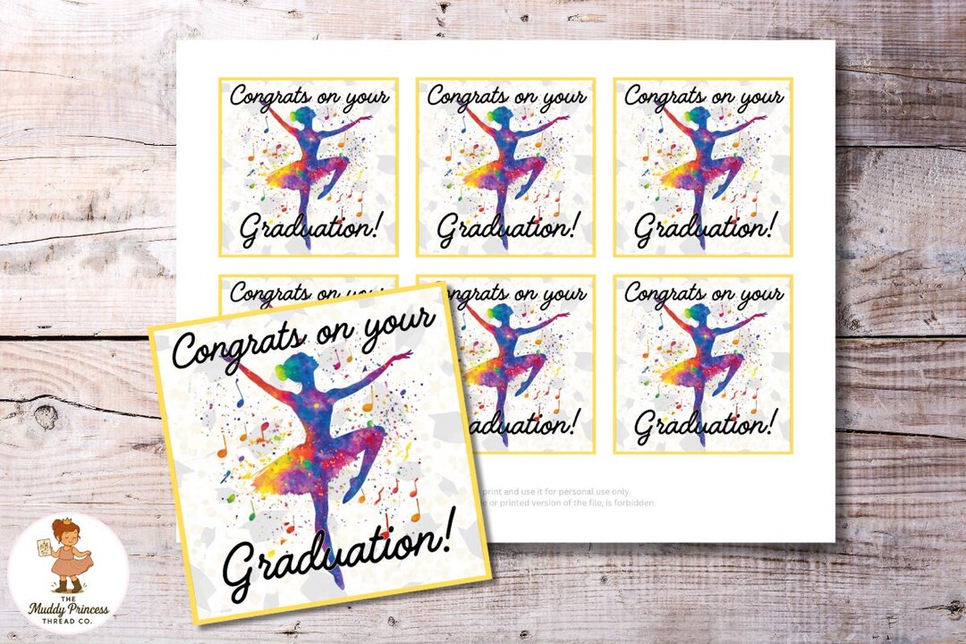 Congrats on Your Graduation Dance Tags – Colorful Dancer Gift Tags for ...