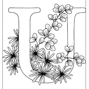 Alphabet Colouring Pages | Digital Download | Floral-themed Alphabet ...