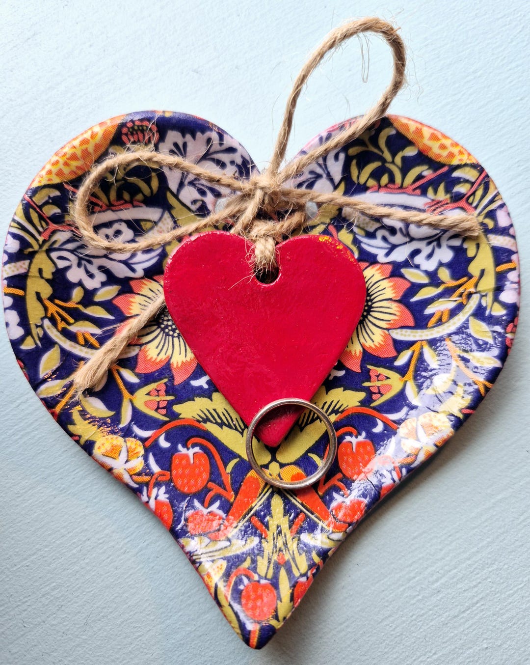 William Morris Strawberry Thief Heart Shape Handmade Jewellery Dish ...