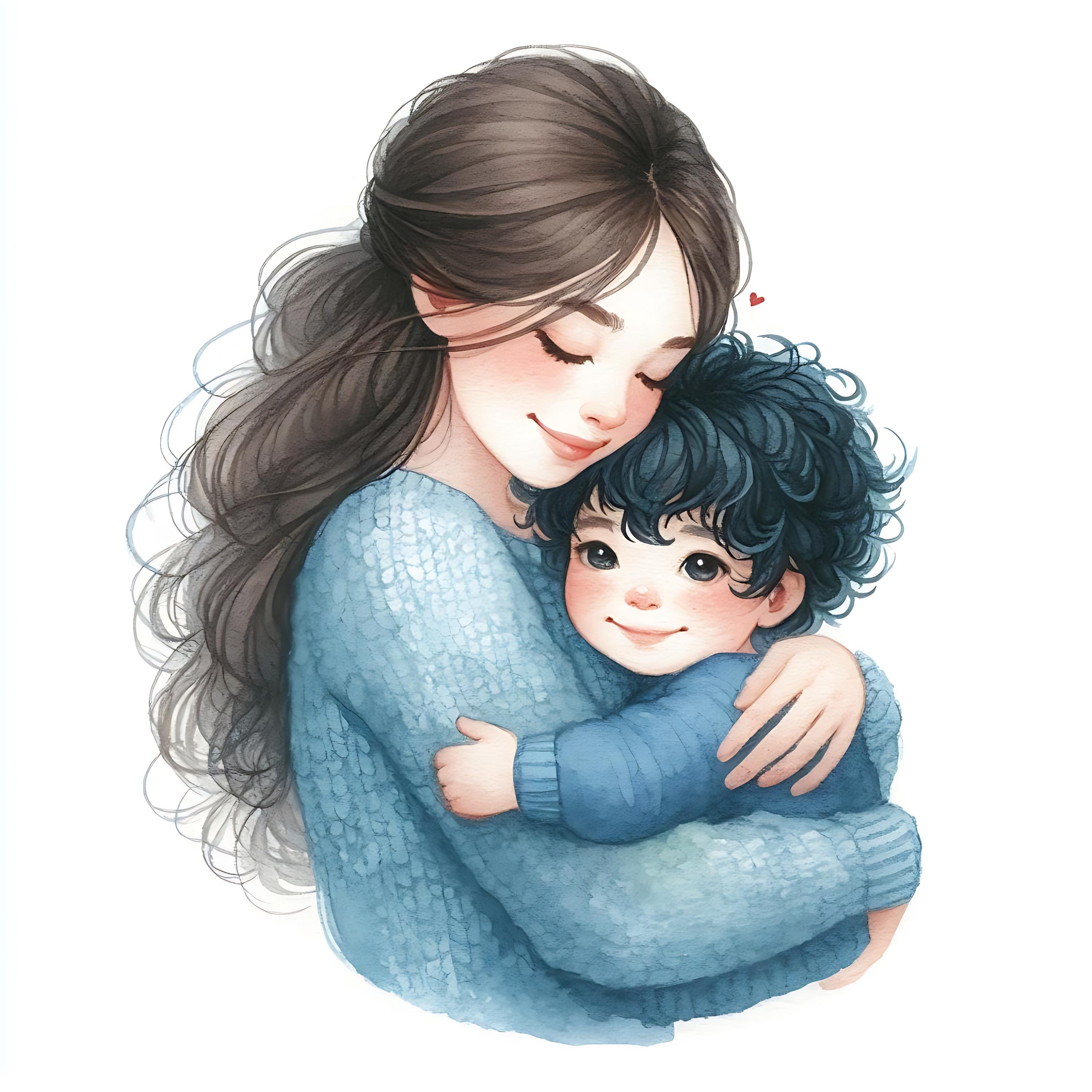 7 Mother Hugging Child Clipart | Loving Family Illustration Design ...