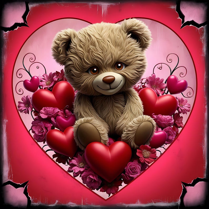 Valentine's Day Teddy Bear Clipart | Cute Romantic Art | High Quality ...