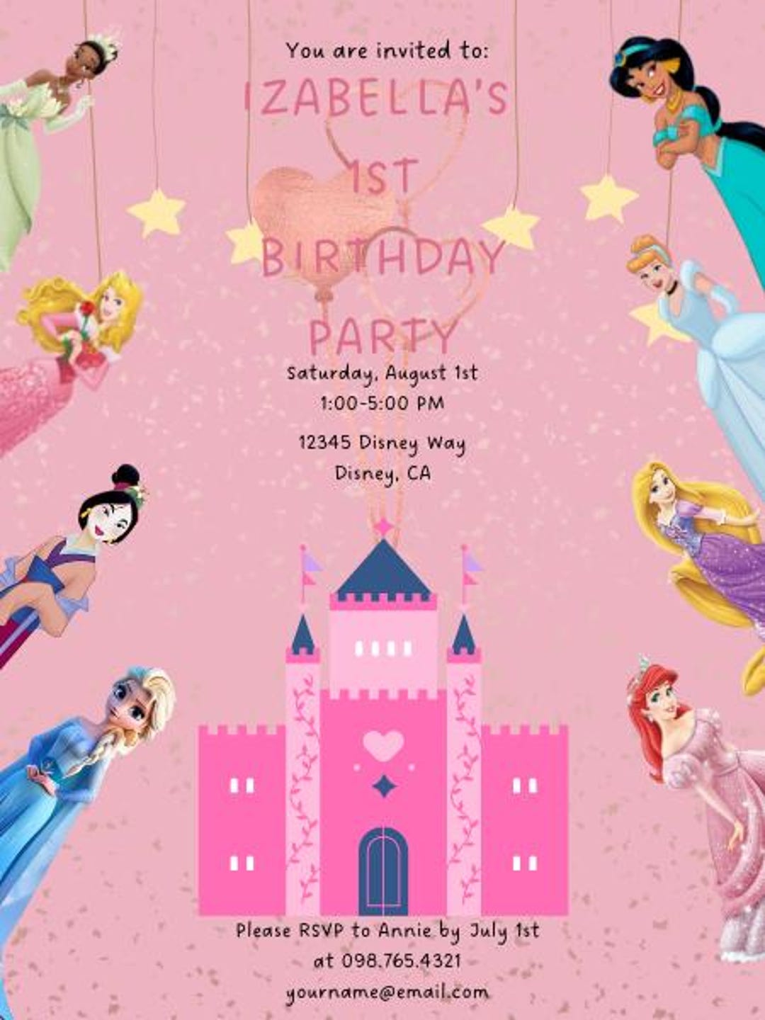 EDITABLE Cute Princess Theme Template - Etsy