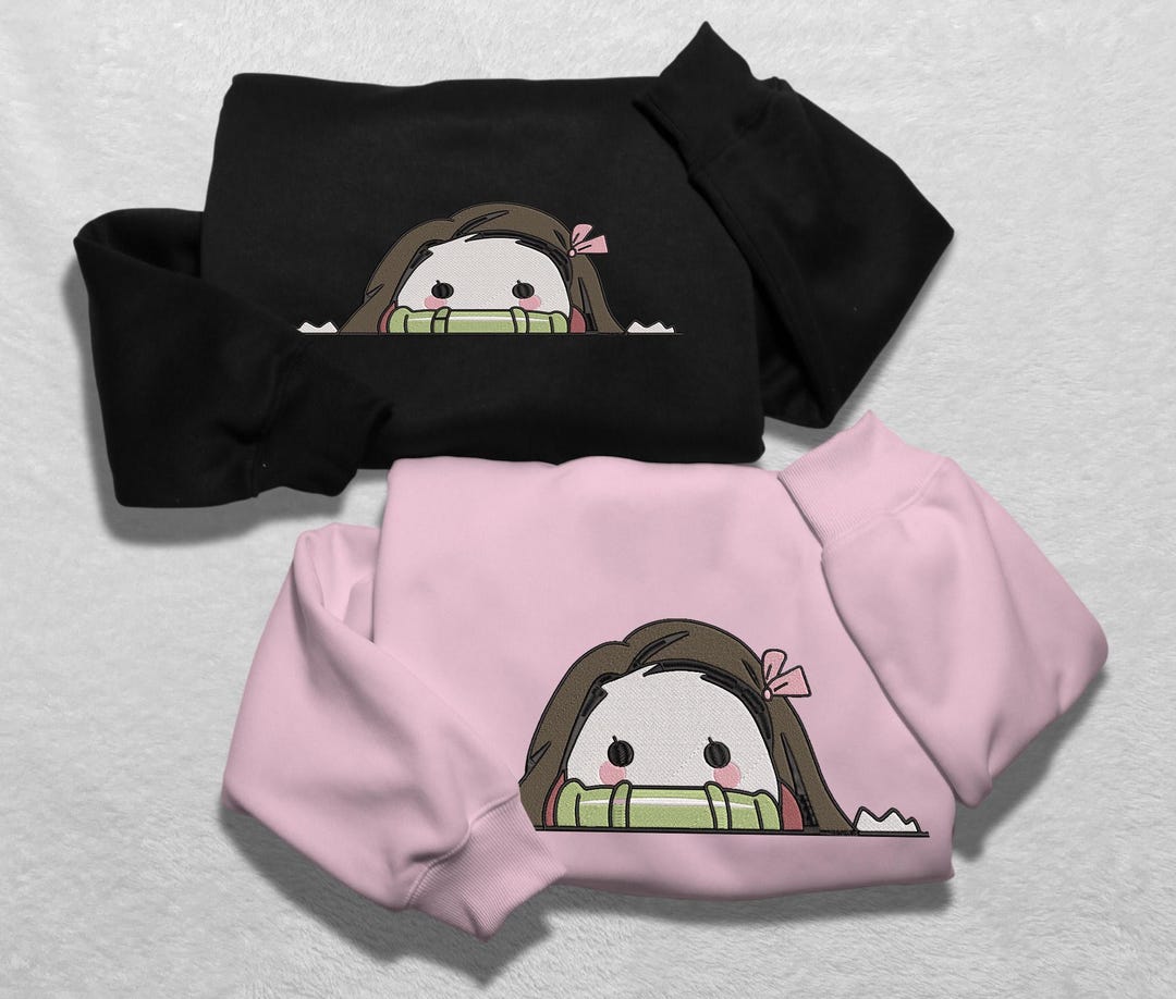 Nezuko Embroidered Sweatshirt Kimetsu No Yaiba Cute Chibi Demon Slayer ...