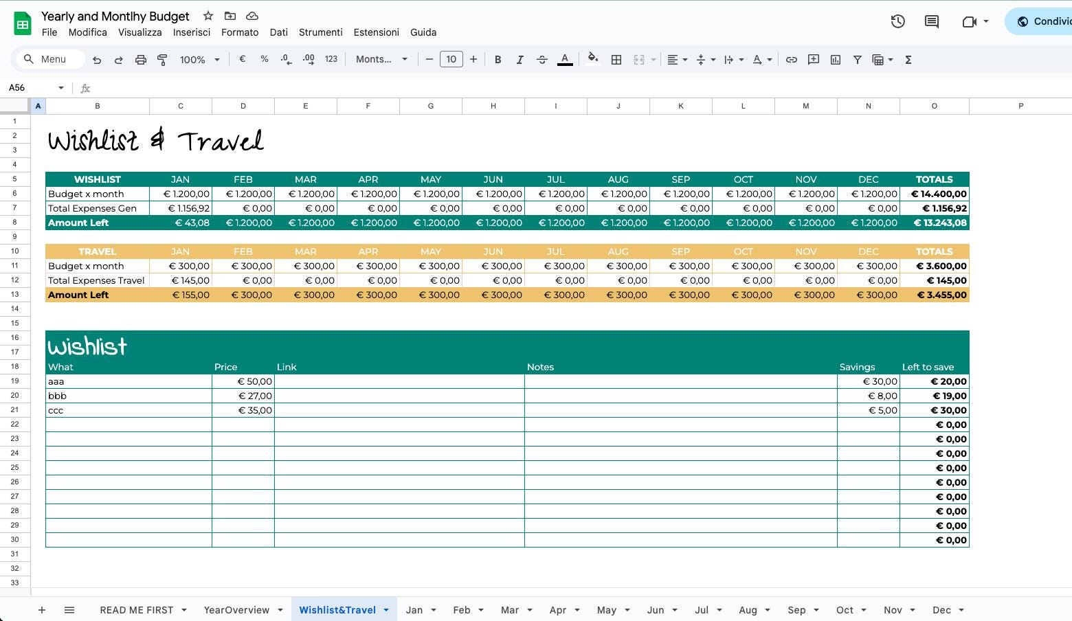 Yearly and Monthly Budget Sheet Template - Etsy