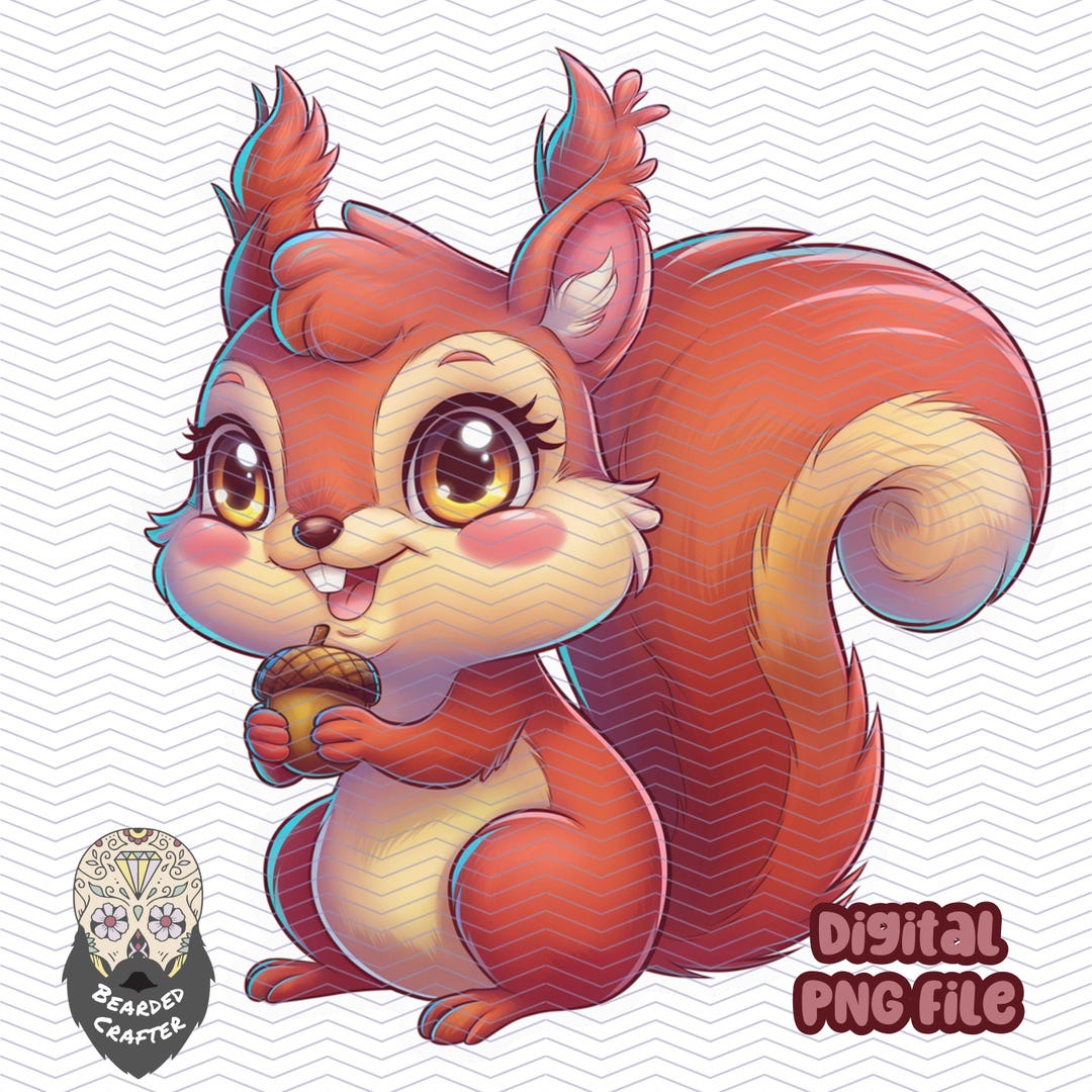 Adorable Squirrel PNG - 'acorn Lover' Transparent Digital File for ...