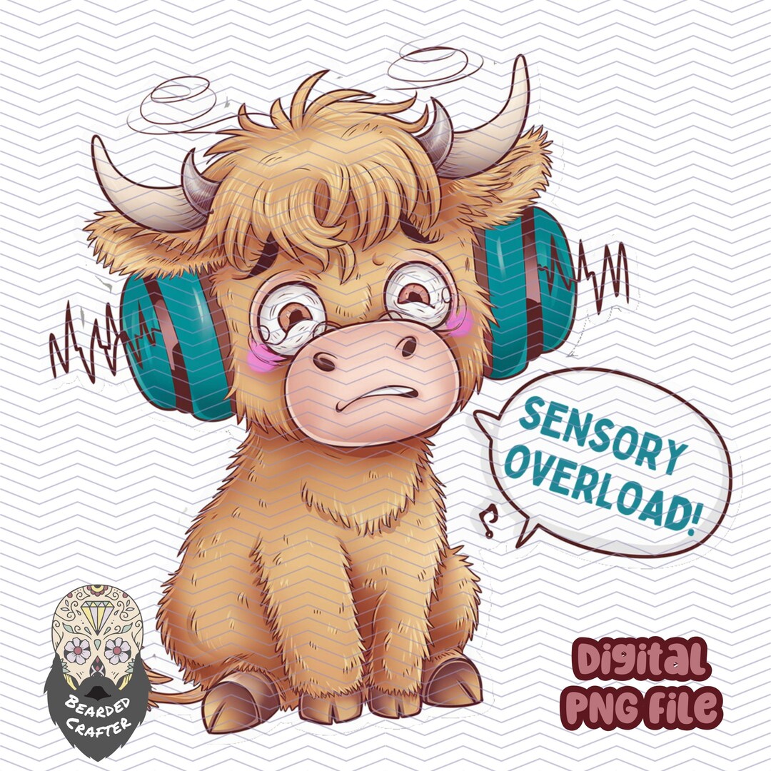 Adorable Highland Cow PNG 'sensory Overload' Transparent Digital File ...