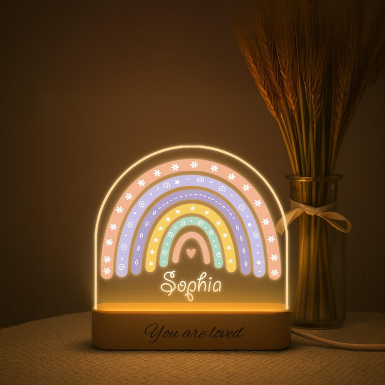 Personalized Rainbow Night Light, Custom Kids Room Decor - Etsy