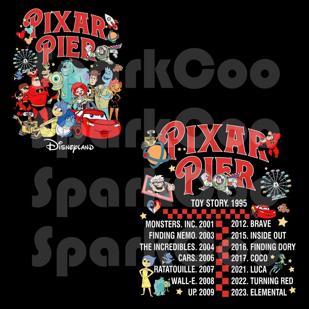 Family Trip Pixar Pier PNG, Cartoon Character Sublimation (digital ...