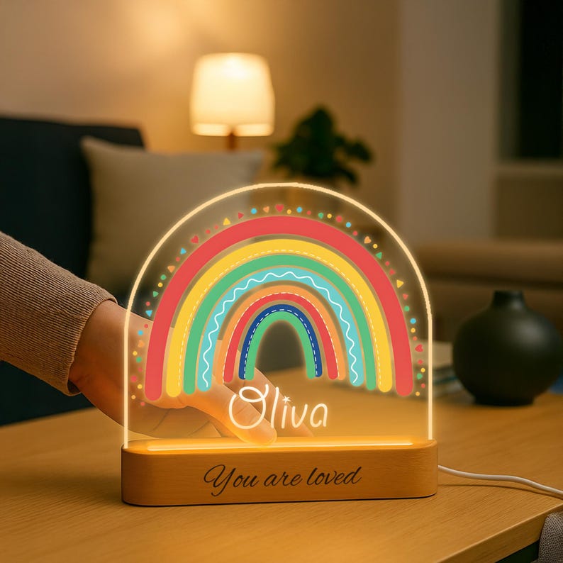 Personalized Rainbow Night Light, Custom Kids Room Decor - Etsy