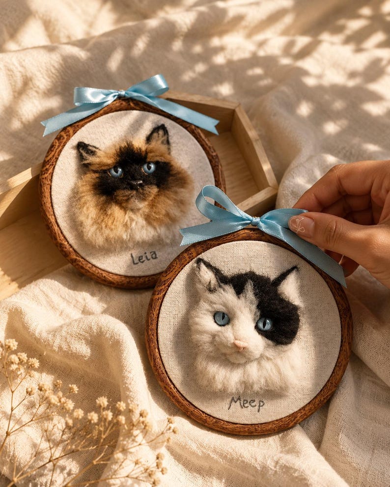 Custom Embroidered Pet Portrait Gifts Cat | Personalized Dog & Cat ...