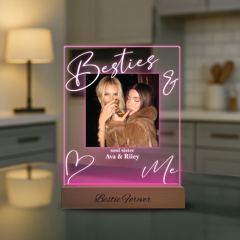 Personalized Besties Photo LED Night Light, Custom Friendship Gift - Etsy
