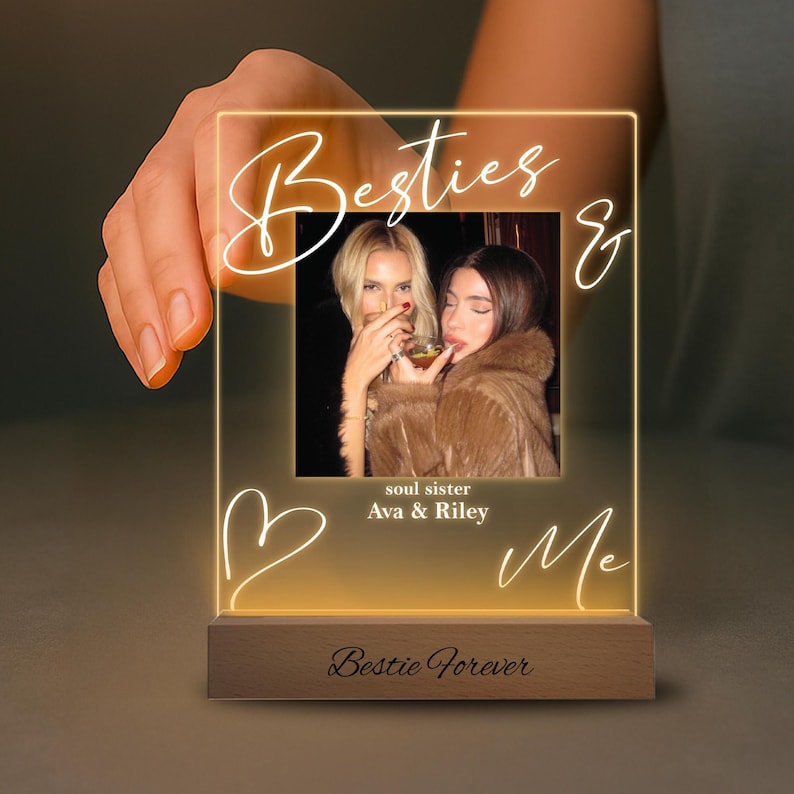 Personalized Besties Photo LED Night Light, Custom Friendship Gift - Etsy