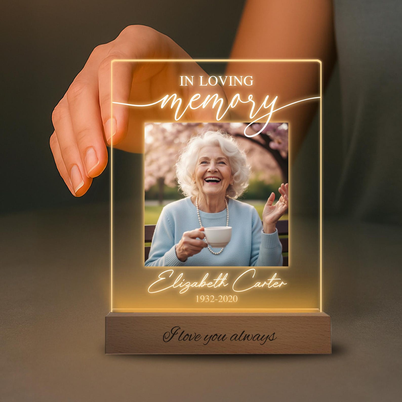 Personalized Memorial Photo LED Night Light: Remembrance Gift - Etsy