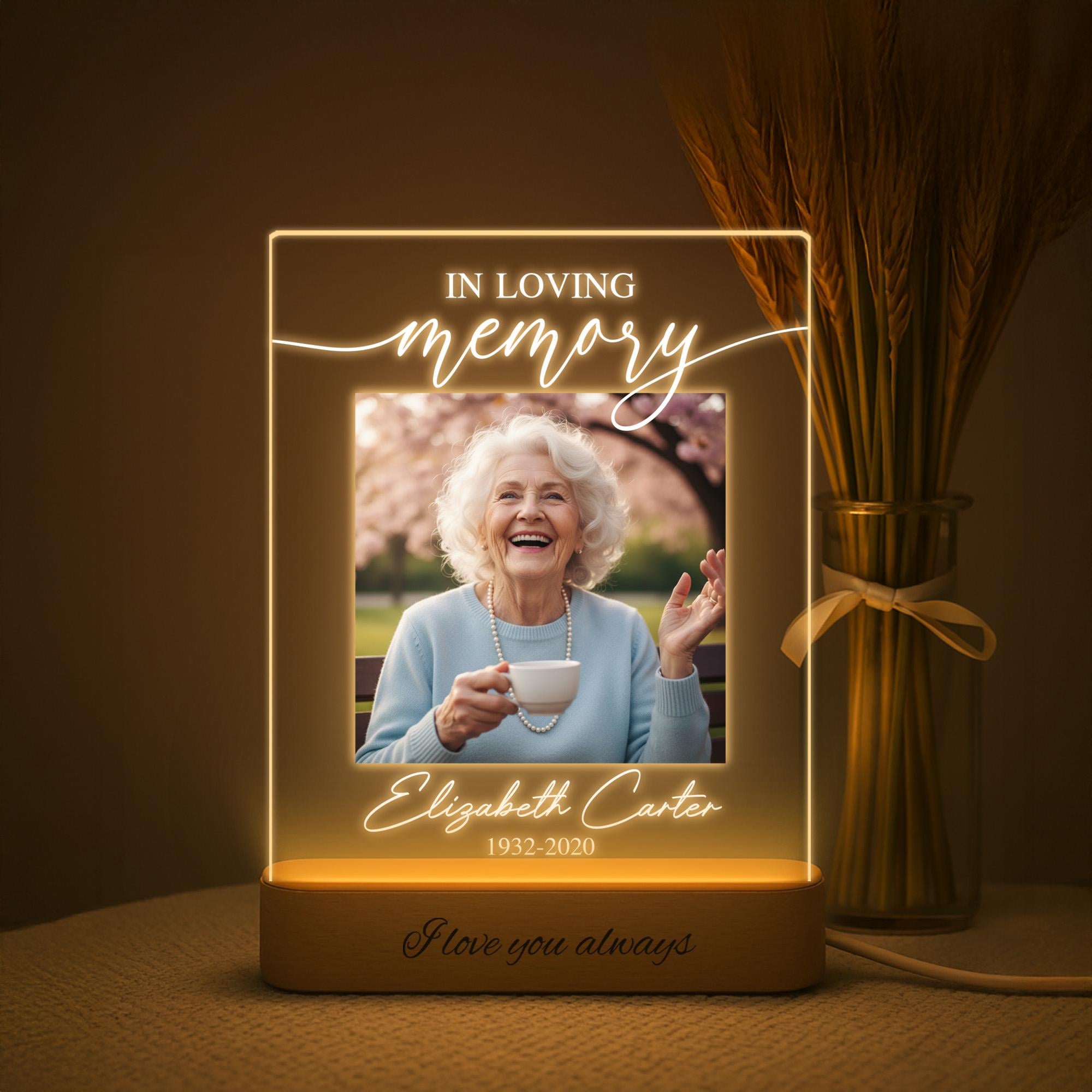 Personalized Memorial Photo LED Night Light: Remembrance Gift - Etsy