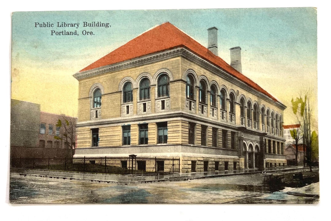 Antique 1908 Portland, Oregon, OR - Public Library Building Vintage ...