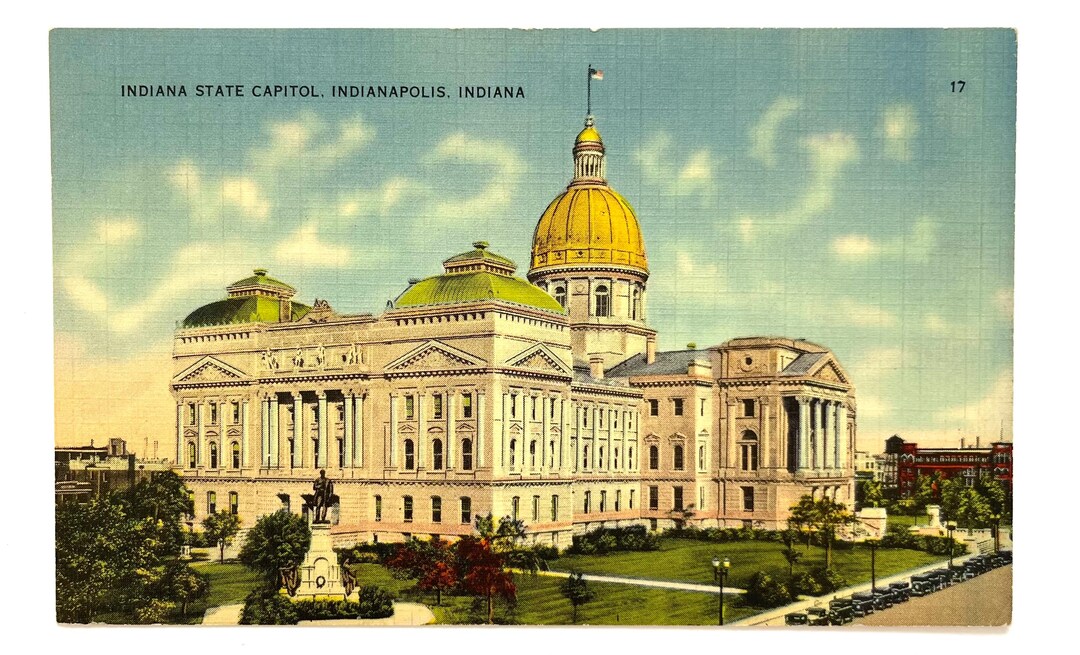 Indiana State Capitol Building, Indianapolis, IN Vintage Linen Postcard ...