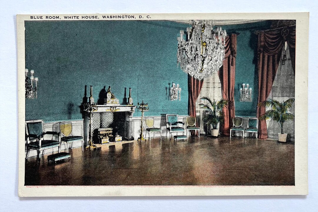 Washington DC - the White House Blue Room 1920's Interior Decor Vintage ...