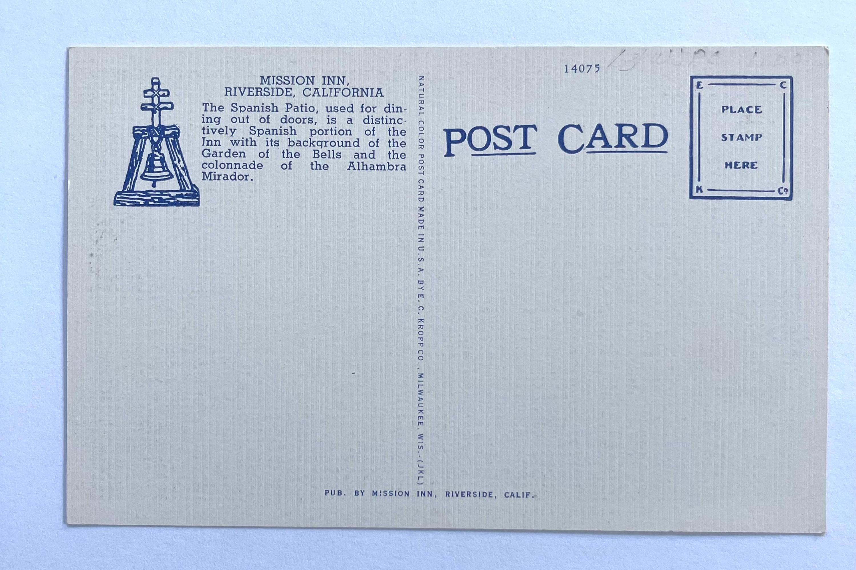 Riverside, California - Mission Inn Vintage Postcard Spanish Patio ...