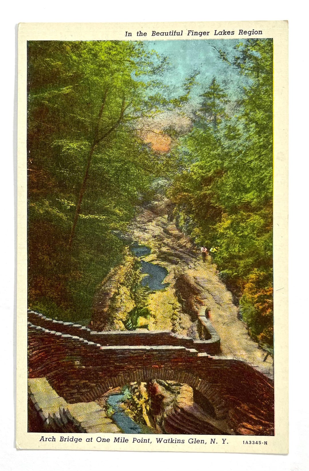 Arch Bridge - Finger Lakes Region, Watkins Glen, New York NY Vintage ...