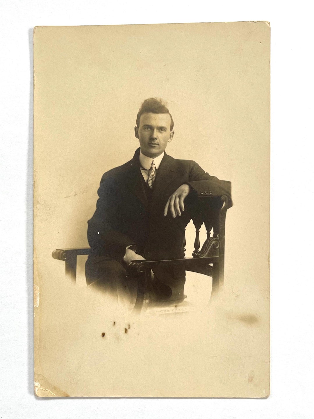 Portrait Handsome Man RPPC Real Photo Postcard Azo C1904-1918 ...