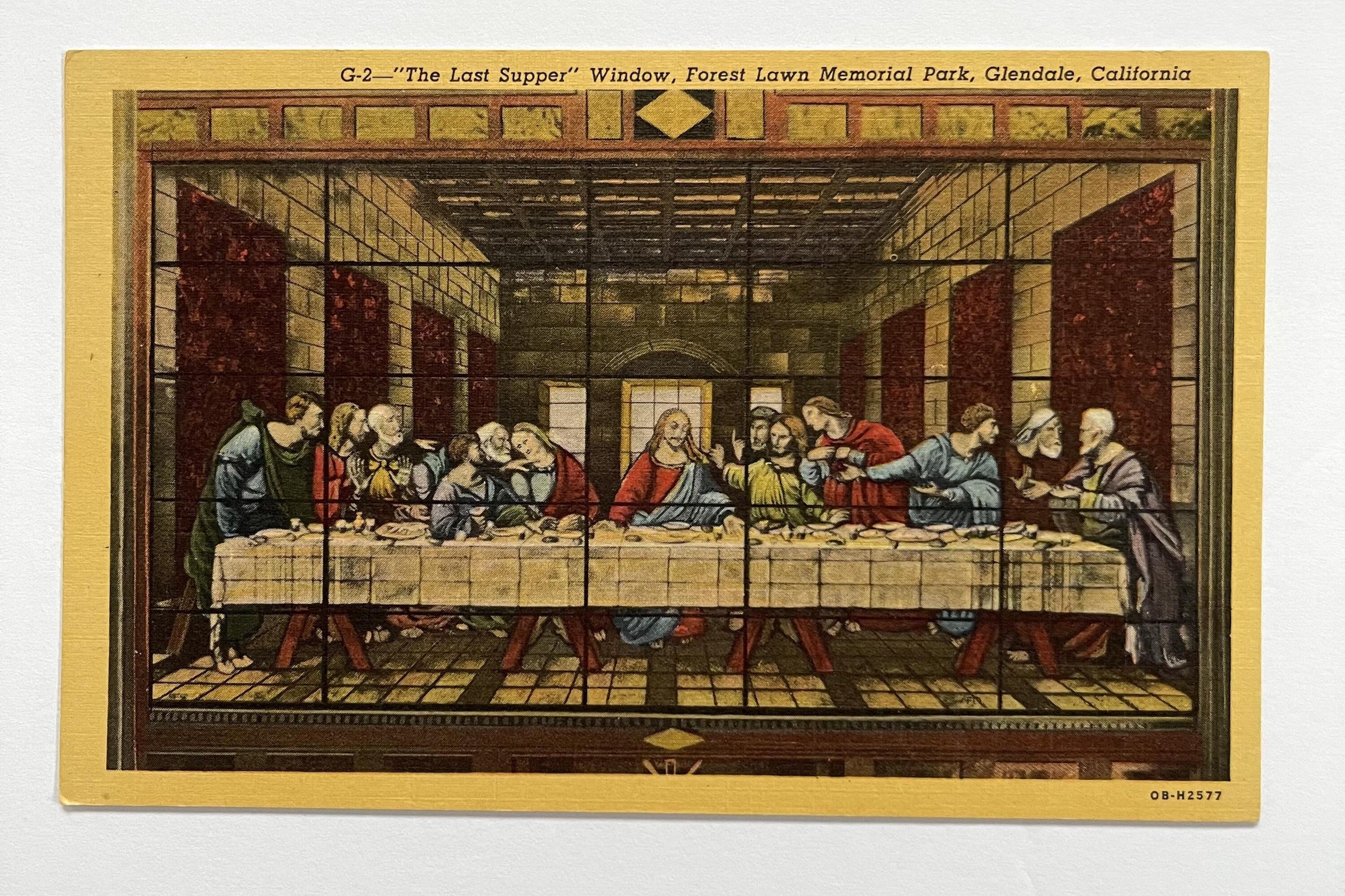 Vintage Postcard, the Last Supper Window, Forest Lawn Park, Glendale ...