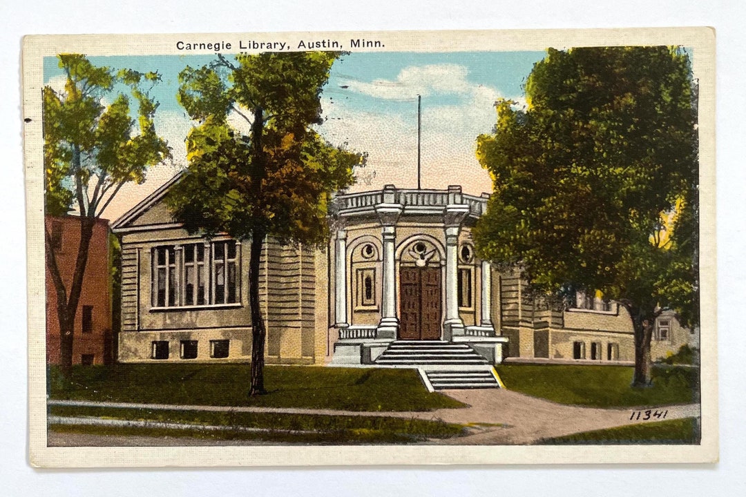 Antique 1923 Carnegie Library Austin, Minnesota MN Vintage Postcard - Etsy