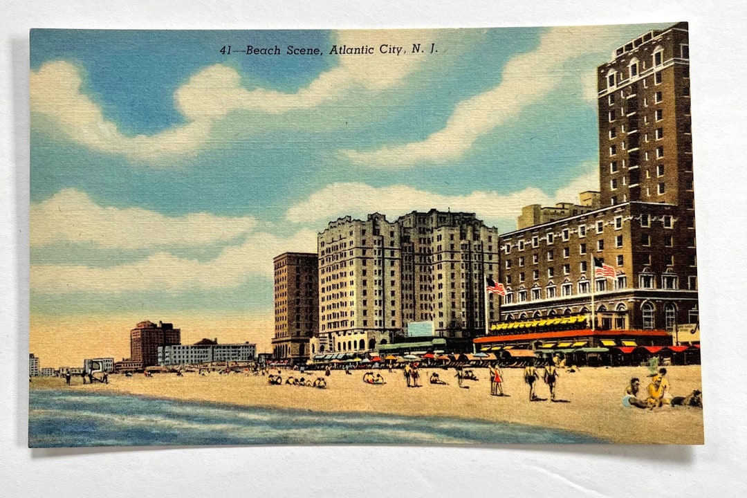 Atlantic City, New Jersey NJ - Beach Scene Vintage Postcard Unposted - Etsy