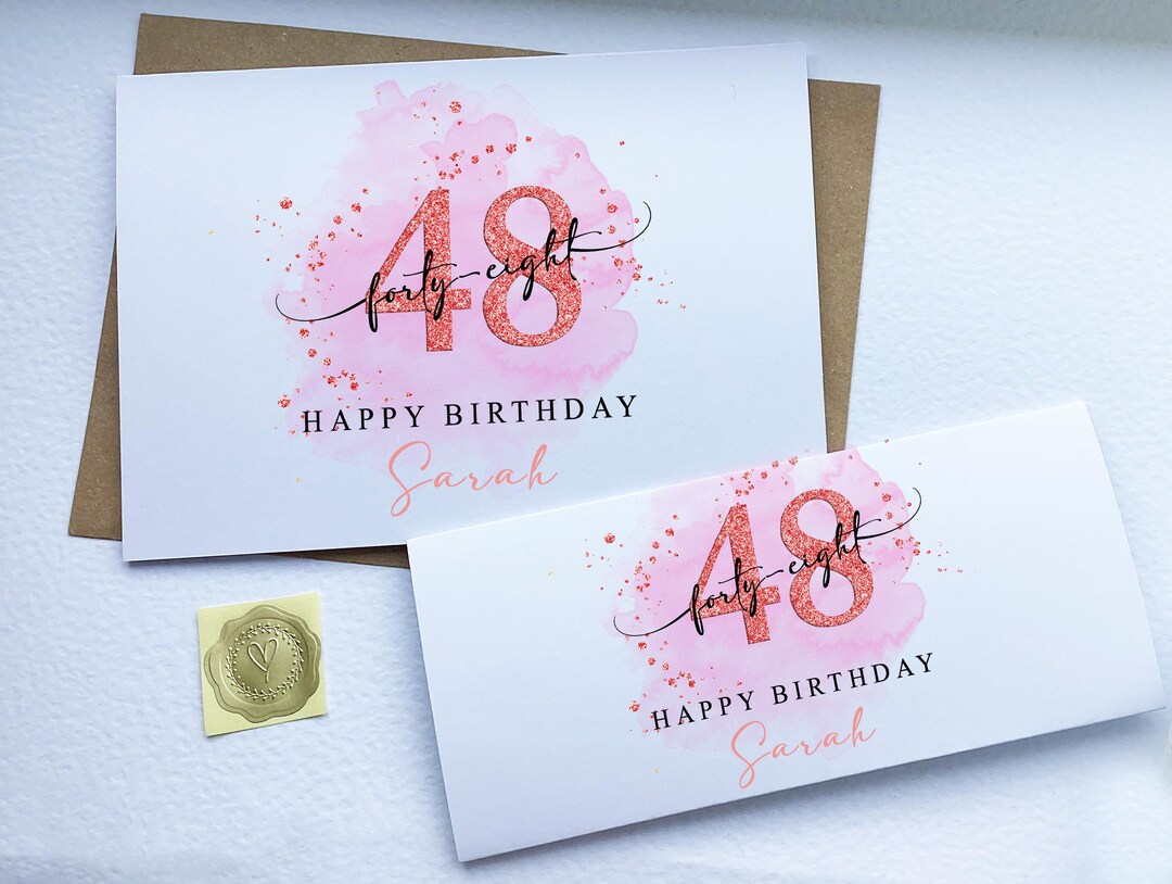 Personalized 48th Birthday Card, Floral Money Wallet - Etsy