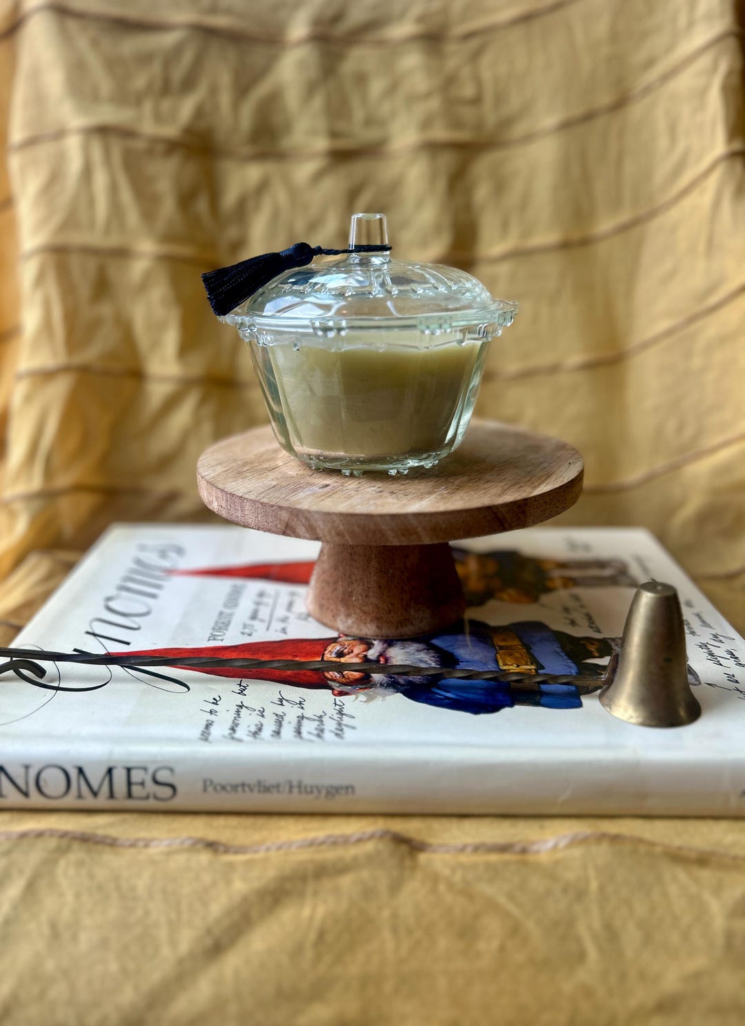 Crystal Glass Vintage Thrifted Upcycled Candy Jar Candle With Lid and ...