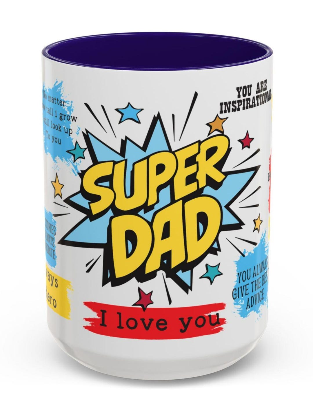 Super Dad Mug – Comic Style Father's Day Gift – I Love You Dad Coffee ...