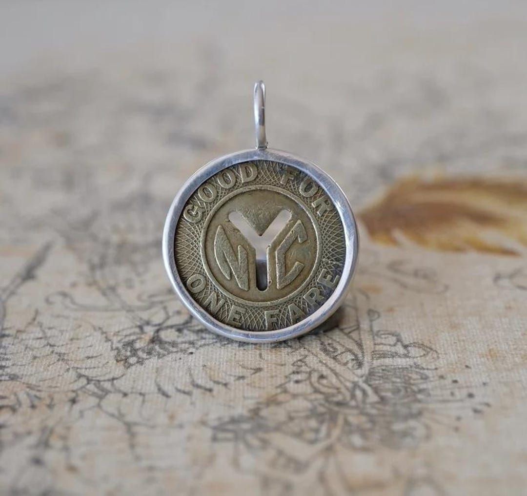 NYC SUBWAY TOKEN Pendant Coin, Fairs Tokens Set in Starling Silver for ...
