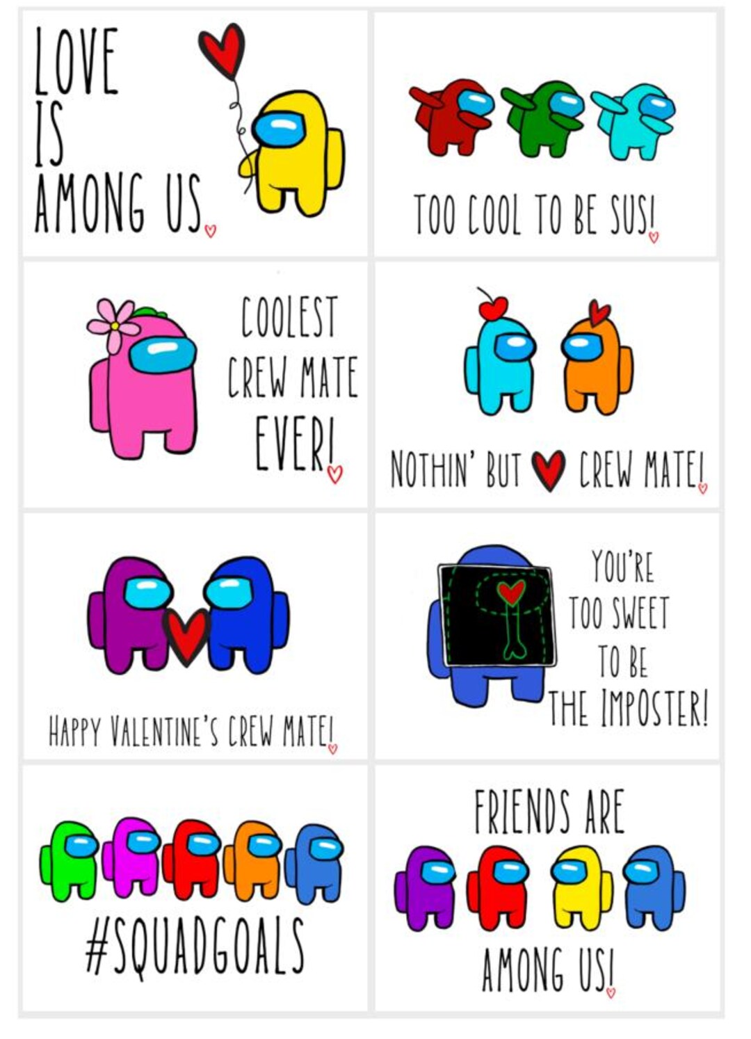 Among Us Baby Yoda Printable Download Valentine's Day Cards - Etsy