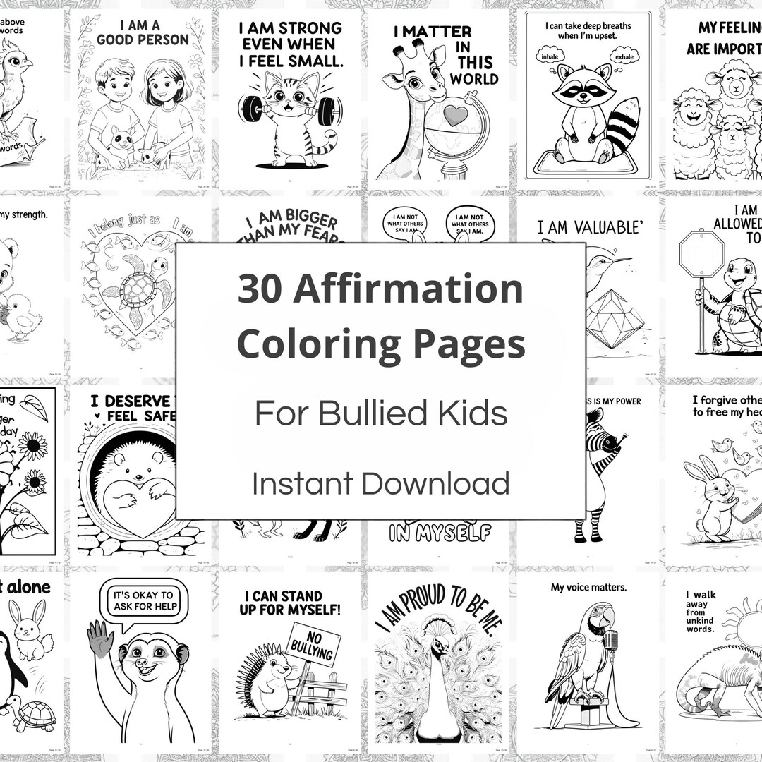 30 Bullied Kids Empowerment Coloring Pages - Etsy