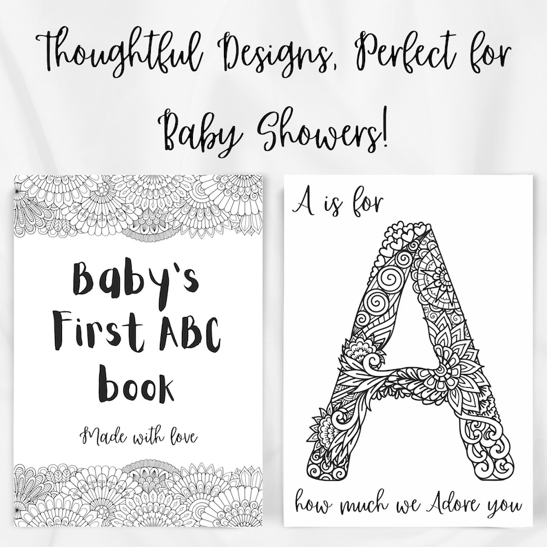 ABC Alphabet Baby Shower Coloring Book | Baby Shower Activity or Game ...