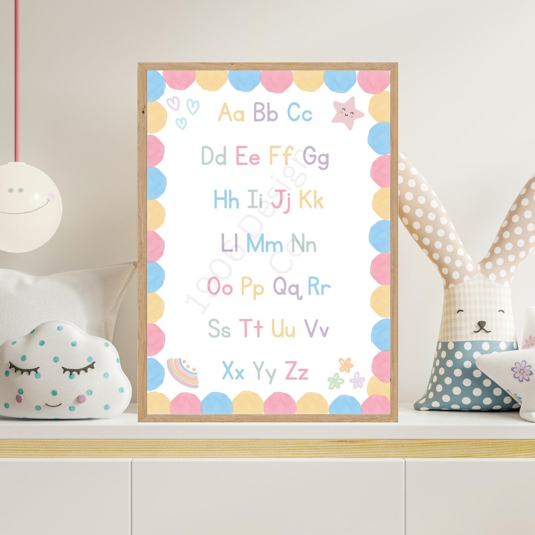 Pastel Alphabet Poster for Kids | Nursery Wall Art | Educational ABC ...