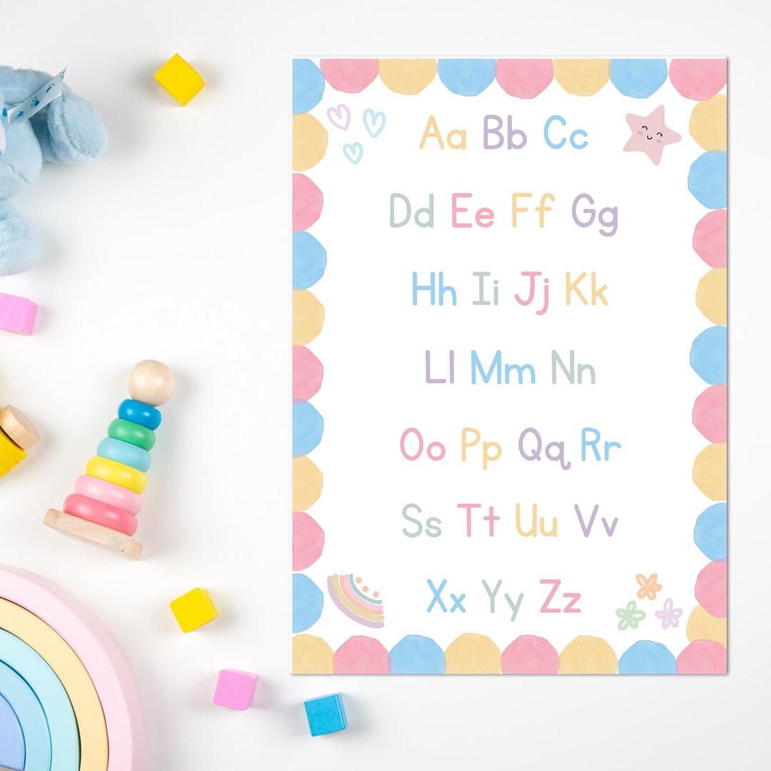 Pastel Alphabet Poster: ABC Nursery Wall Art (digital Download) - Etsy