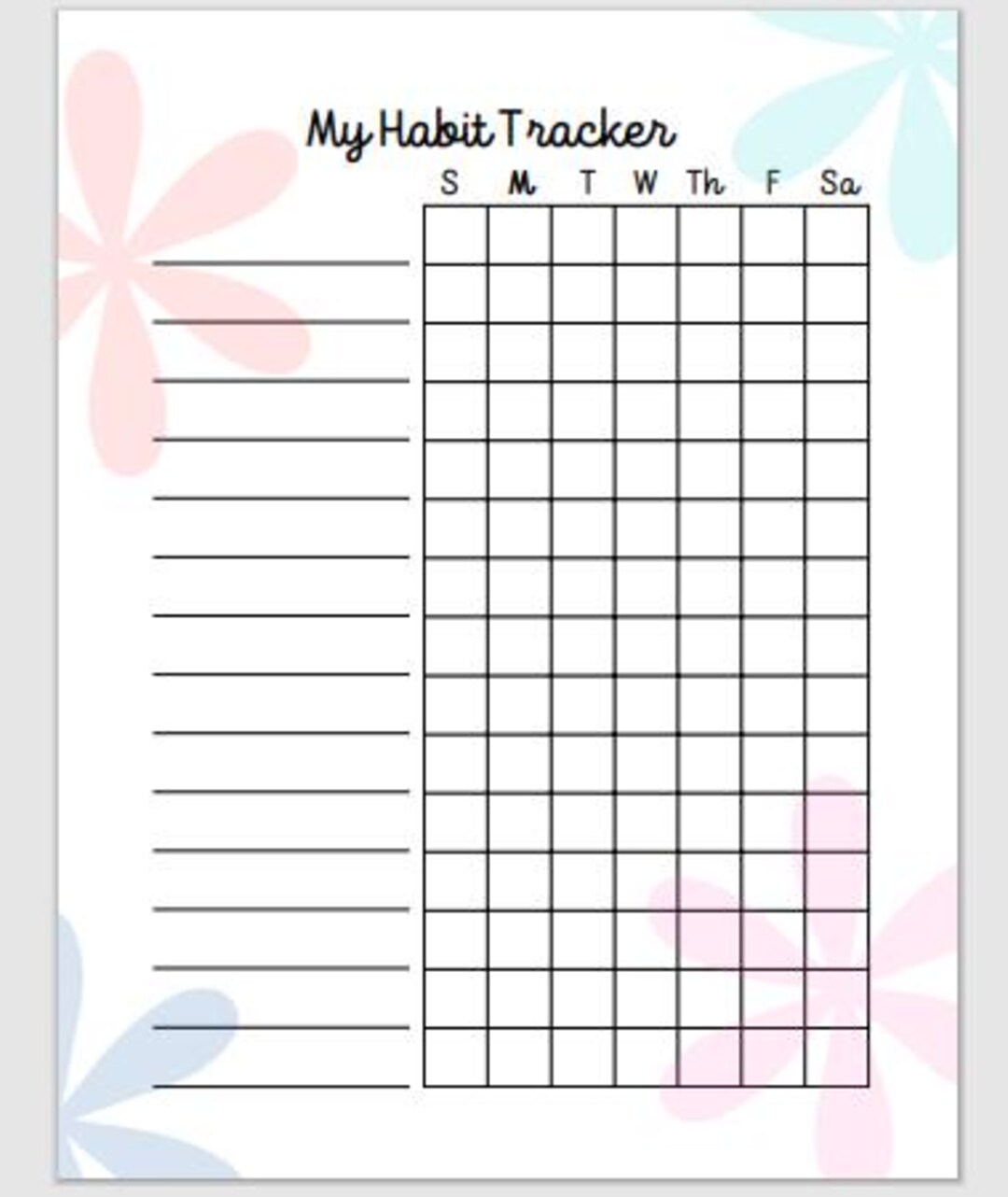 Weekly Habit Tracker - Printable, Letter Size PDF, Instant Download - Etsy